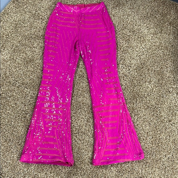 Pants & Jumpsuits | Pink Sequin Flare Pants | Poshmark